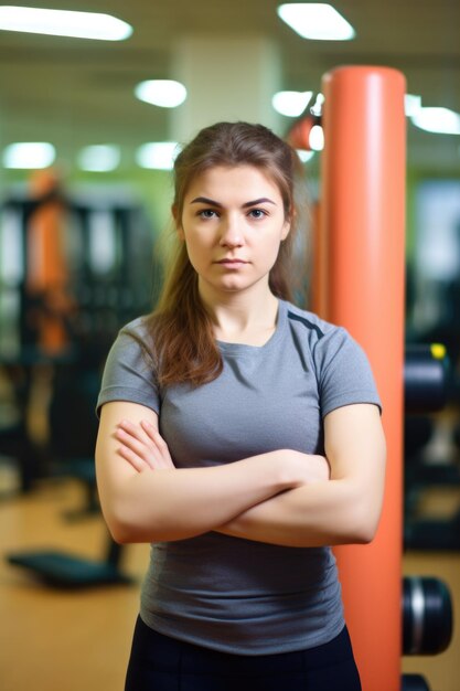 Premium Ai Image Portrait Of A Sporty Young Woman Standing With Her