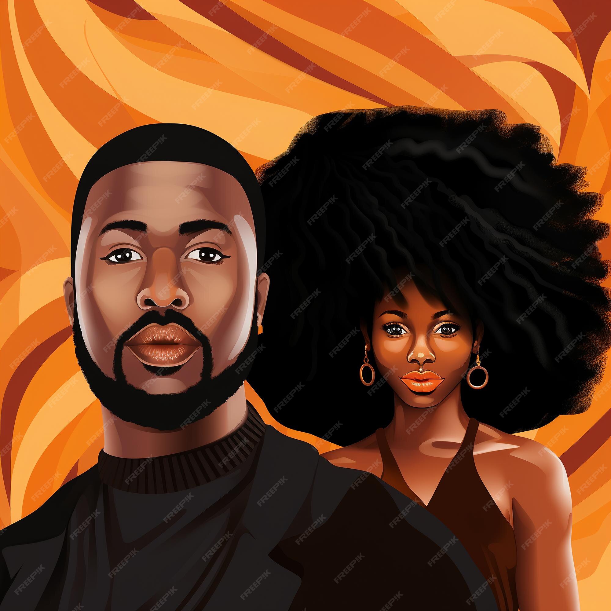 Premium Photo Portrait Of Young African American Couple On Orange