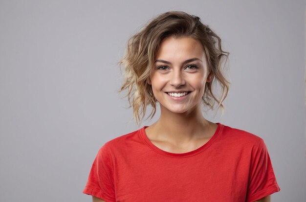 Premium Photo Portrait Of Young Beautiful Caucasian Woman Cheerful