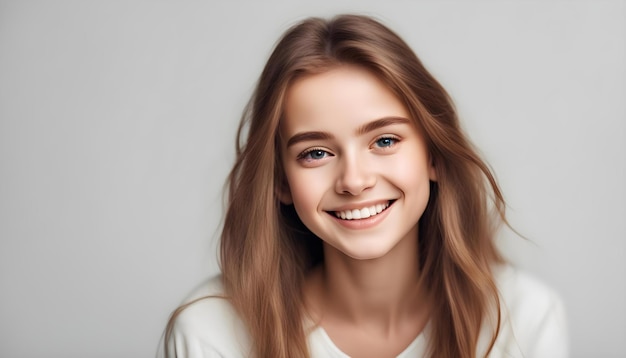 Premium Ai Image Portrait Of Young Beautiful Cute Cheerful Girl