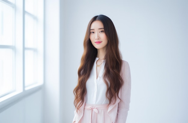 Premium Photo | Portrait of a young beautiful Korean woman with long hair Premium Photo | Portrait of a young beautiful Korean woman with long hair