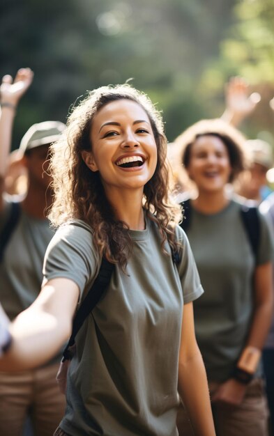 Premium Ai Image Portrait Of A Young Woman Activist In The Crowd