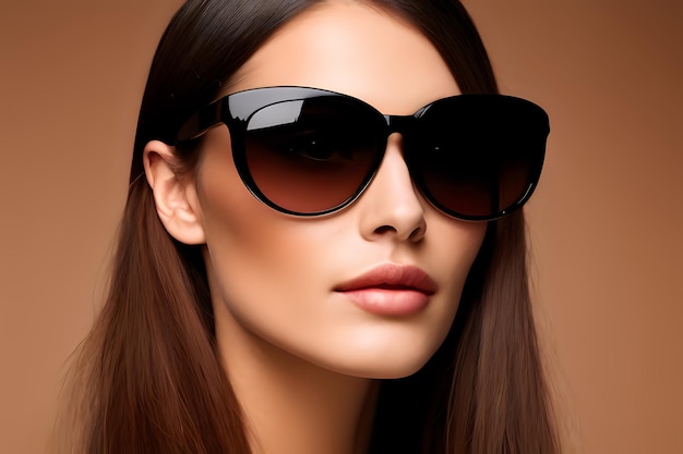 Premium Ai Image Portrait Of A Young Woman Model With Sunglasses Ai
