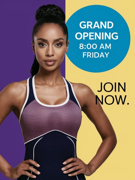 Premium Photo | A poster for grand opening shows a woman standing in ... Premium Photo | A poster for grand opening shows a woman standing in ...