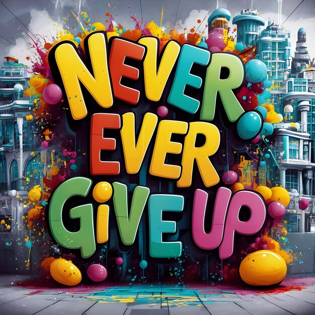 A poster with the words never ever give up | Premium AI-generated image A poster with the words never ever give up | Premium AI-generated image
