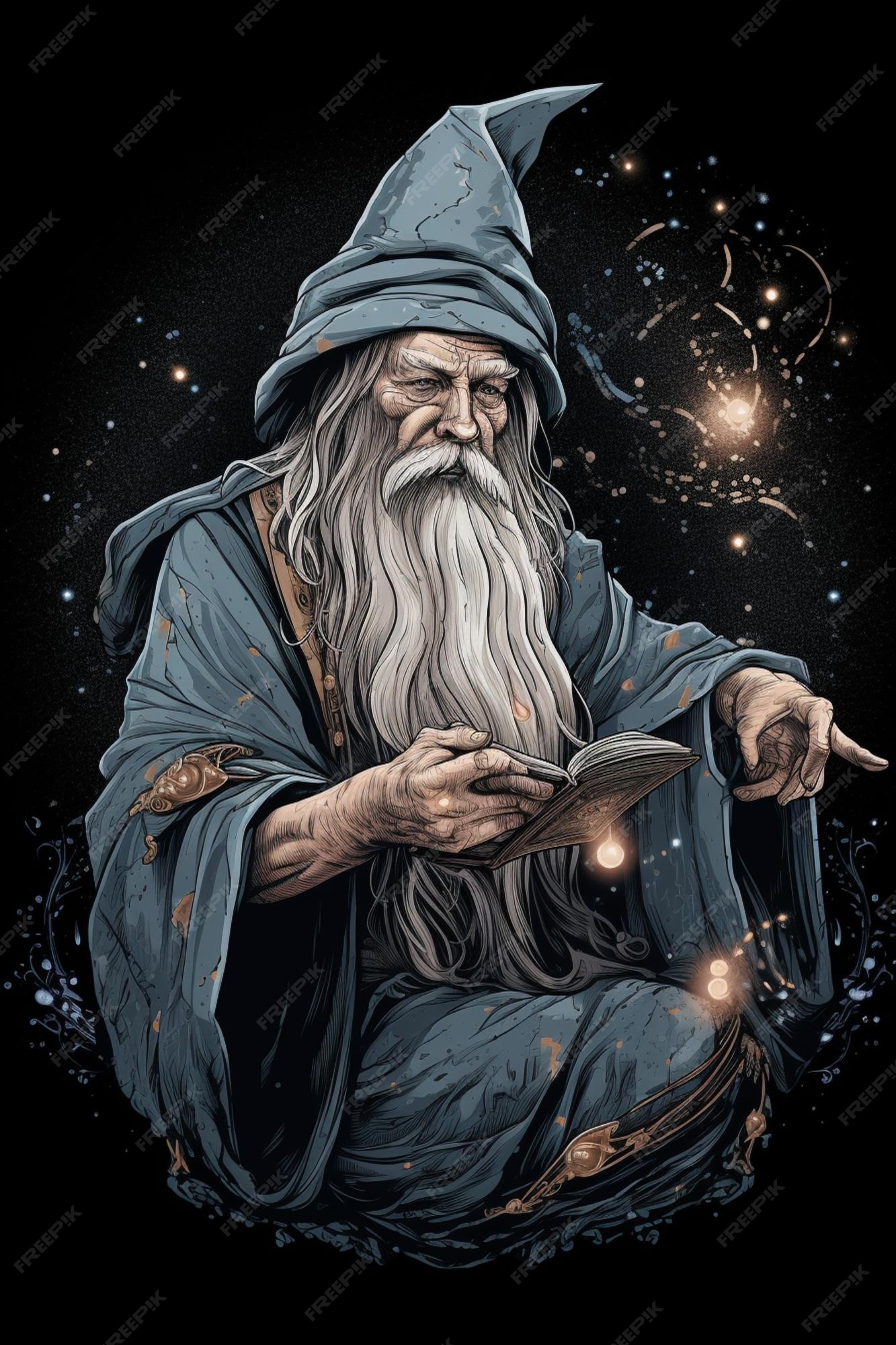 Premium AI Image | A poster of a wizard reading a book. Premium AI Image | A poster of a wizard reading a book.