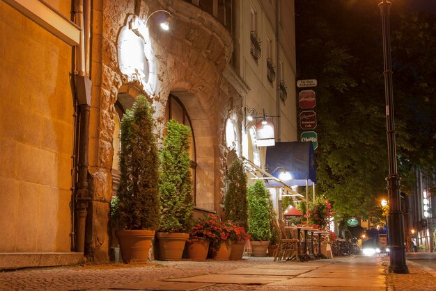 Premium Photo Potted Plants On Footpath In City At Night