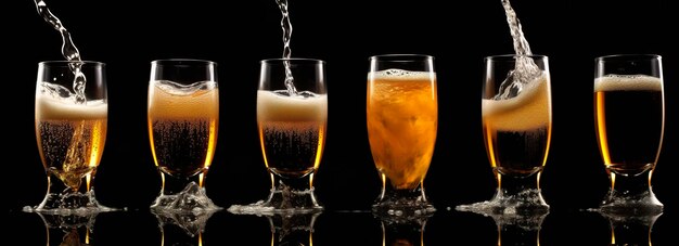 Premium Photo Pouring Beer Into A Glass On A Black Background