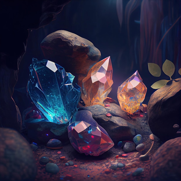 Premium AI Image | Precious crystals in the cave Generative AI Premium AI Image | Precious crystals in the cave Generative AI
