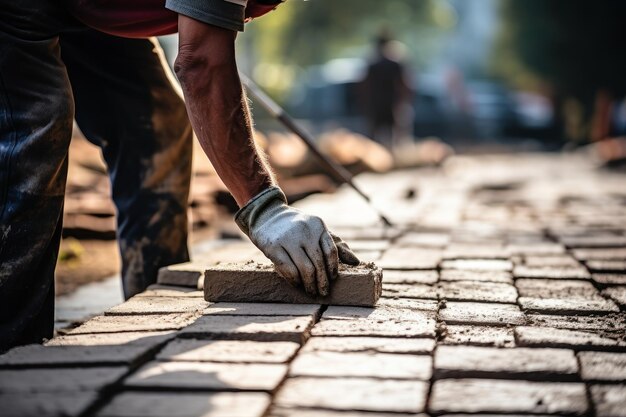 Premium AI Image | Precise Professional paver worker street Industry ... Premium AI Image | Precise Professional paver worker street Industry ...