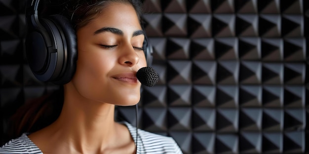 Preparing for professional voice recording in a soundproof room for ... Preparing for professional voice recording in a soundproof room for ...