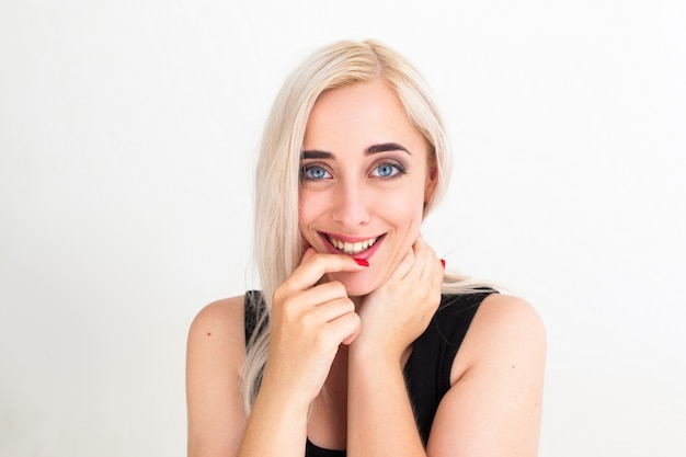 Premium Photo Pretty Blonde Woman Flirting On Camera