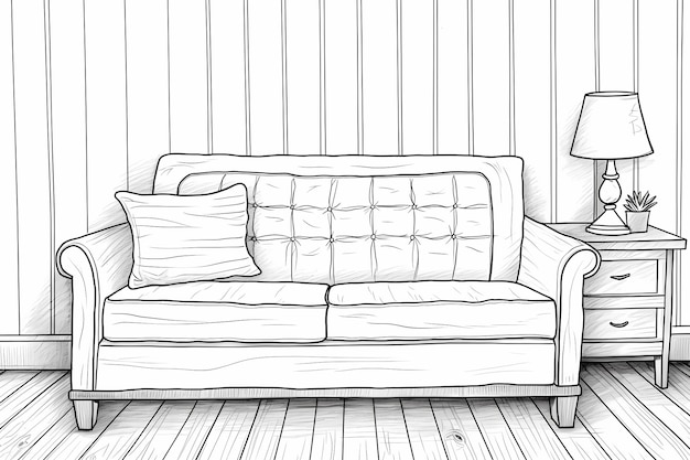 Premium Photo Printable Picture Coloring Book With Cozy Rooms