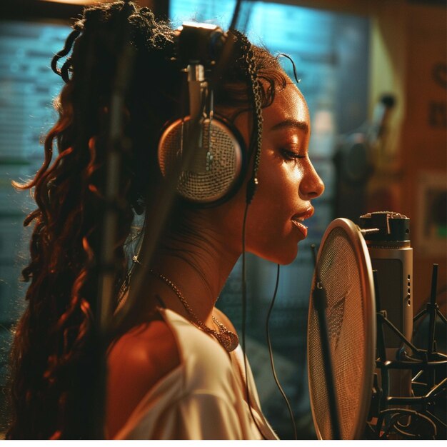Premium Photo | Producer recording a girl singing in a recording studio Premium Photo | Producer recording a girl singing in a recording studio