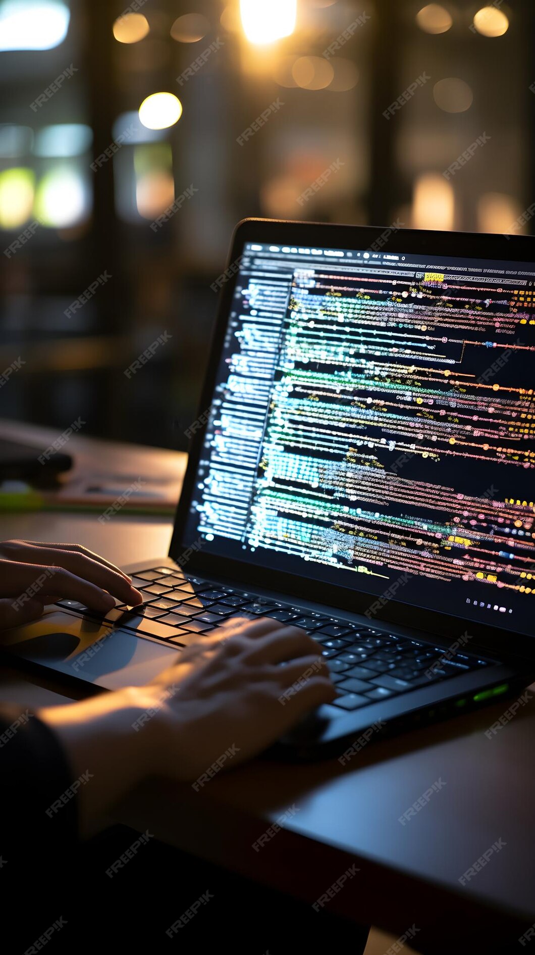Professional Coder Programming in JavaScript Python C A Modern Coding Desk Setup | Premium AI ...