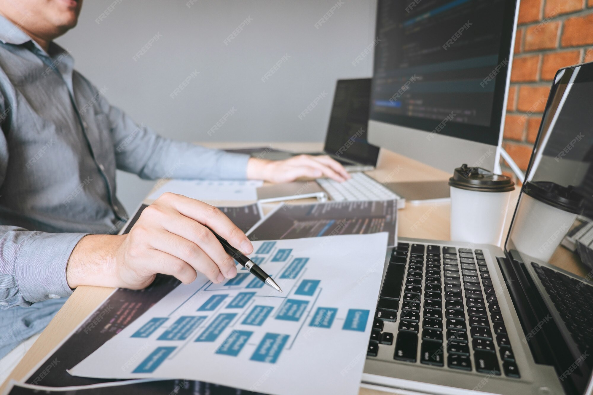 Premium Photo | Professional Developer programmer working a software website design and coding ...