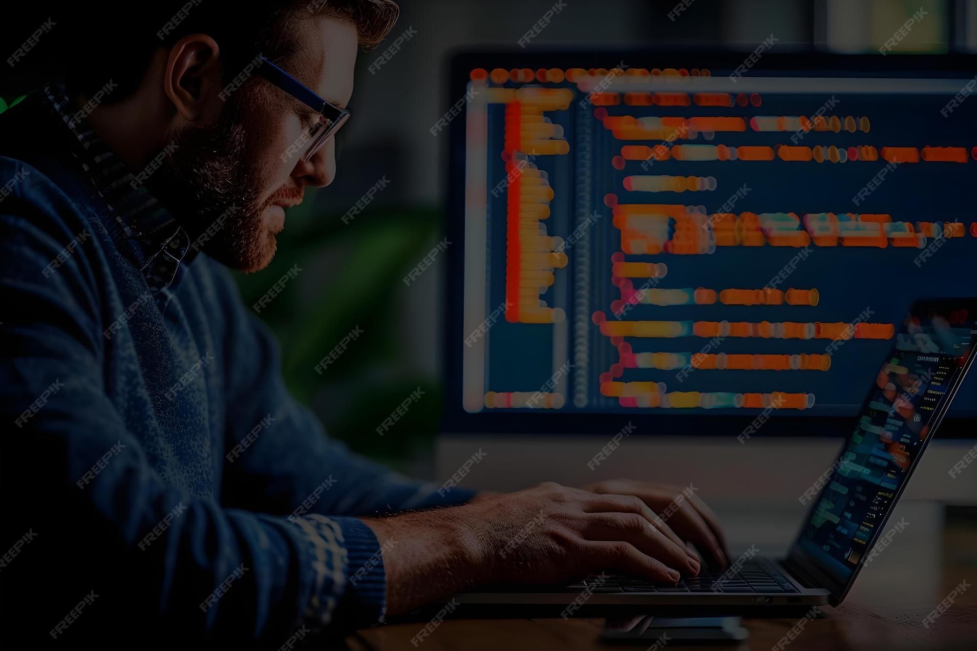 A Professional Programmer Typing on Laptop Keyboard Concept Technology Coding Computer Science ...