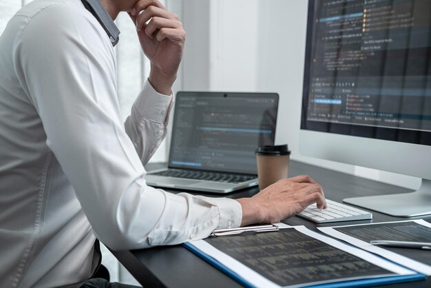 Premium Photo Professional Programmer Working On Website Project In