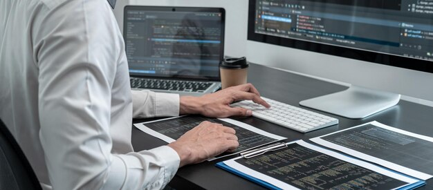Premium Photo Professional Programmer Working On Website Project In