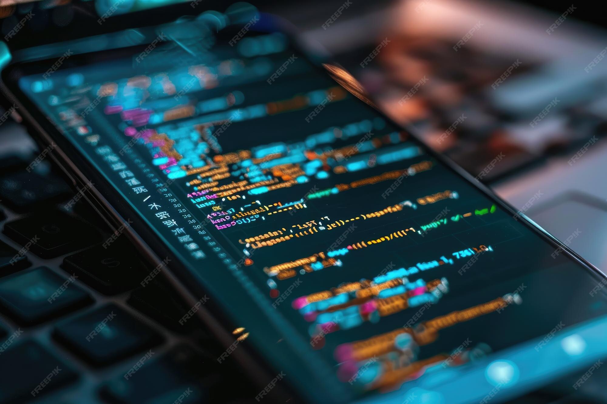 Premium Photo | Program code on the digital displayMacro of programming ...