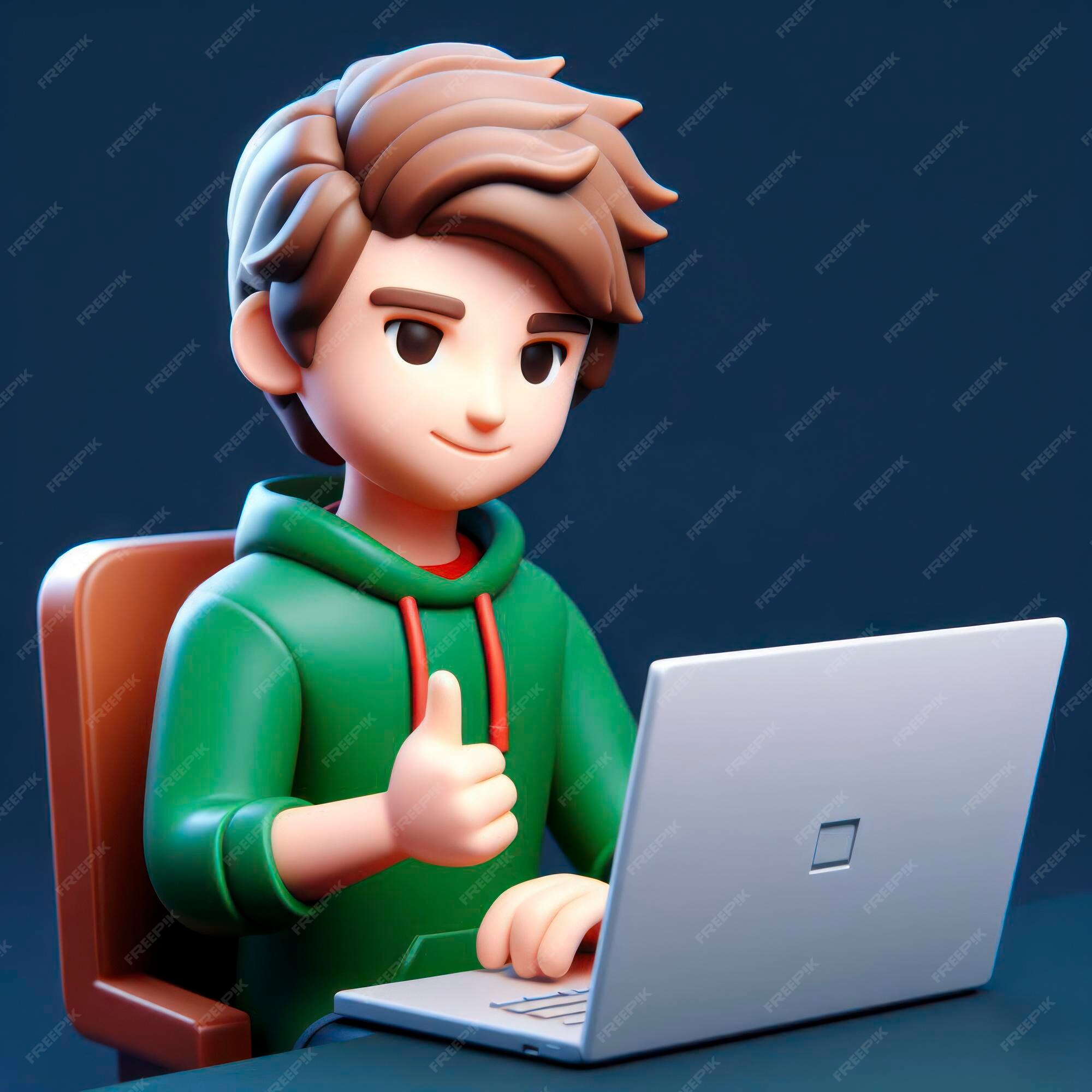 Premium Ai Image Programmer 3d Character Game Developer Or Coder Guy In Uses Computer Laptop