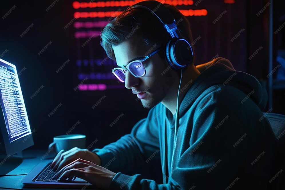 Premium Photo | Programmer or coder programming on computer text of ...