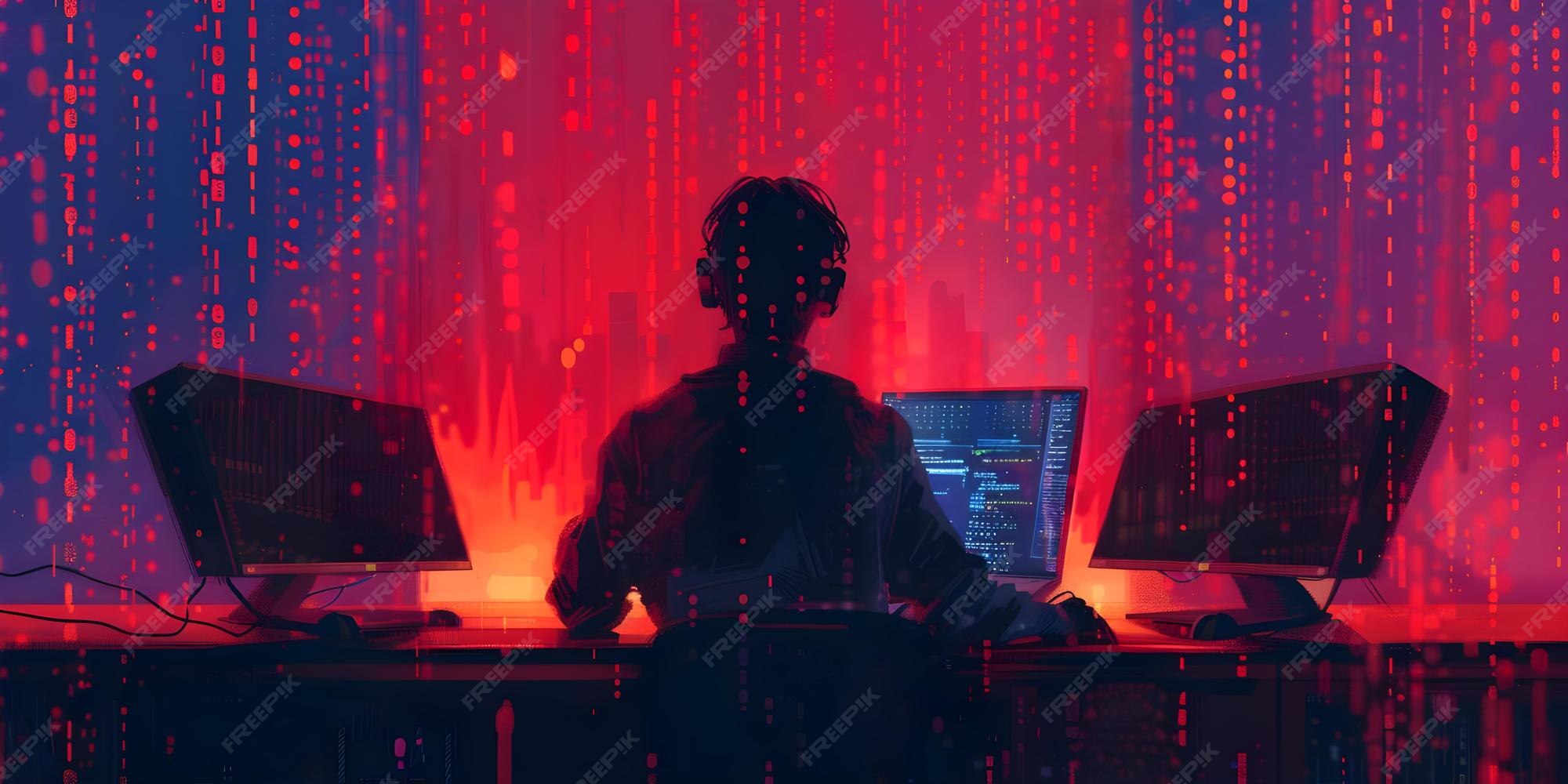 Premium Photo | A Programmer Coding with Data Centers in the Background ... Premium Photo | A Programmer Coding with Data Centers in the Background ...