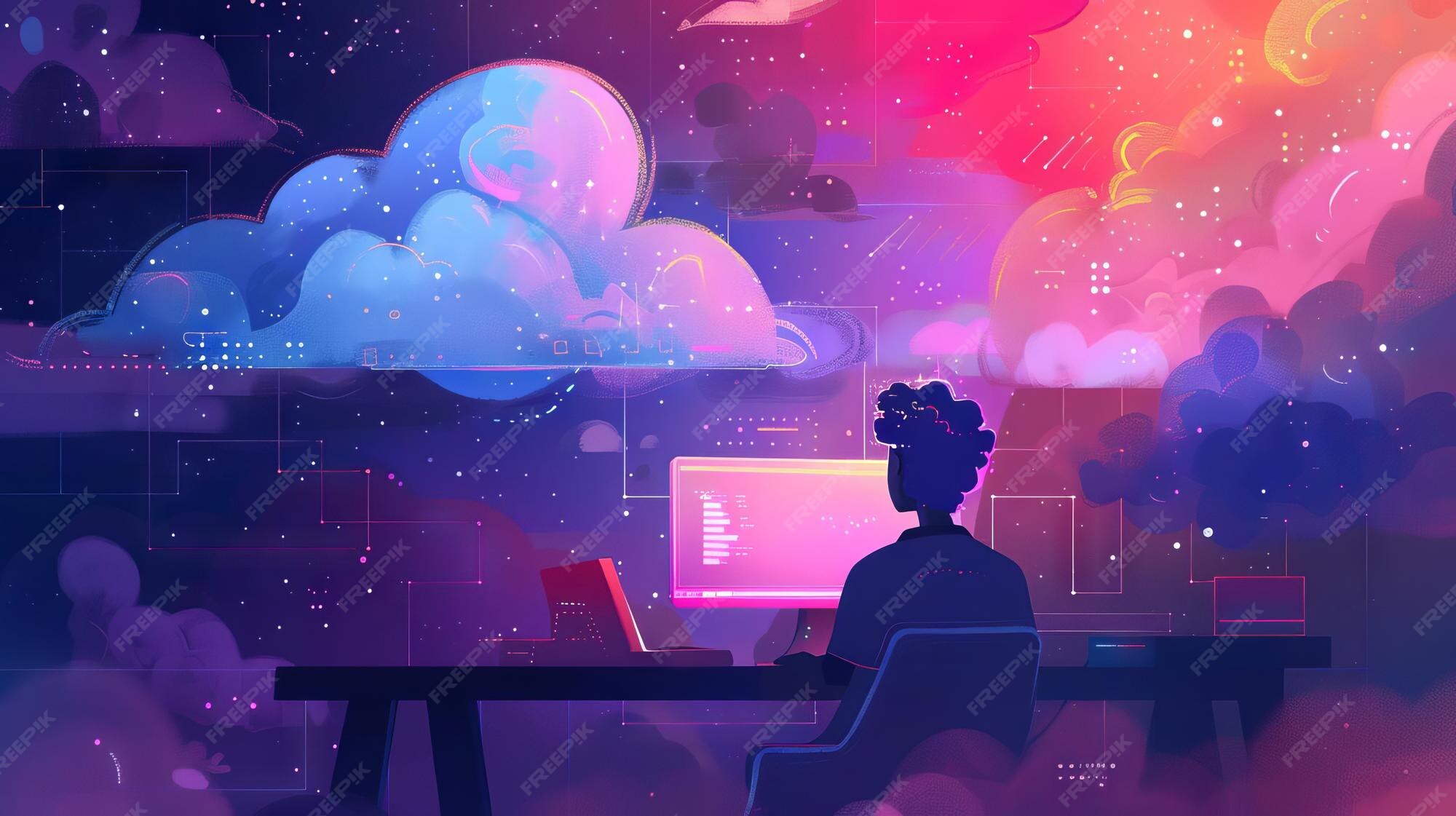 A programmer developing software on a cloud platform enabling ...