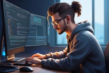 Premium Photo | Programmer engineering and coding Programmer working on ...