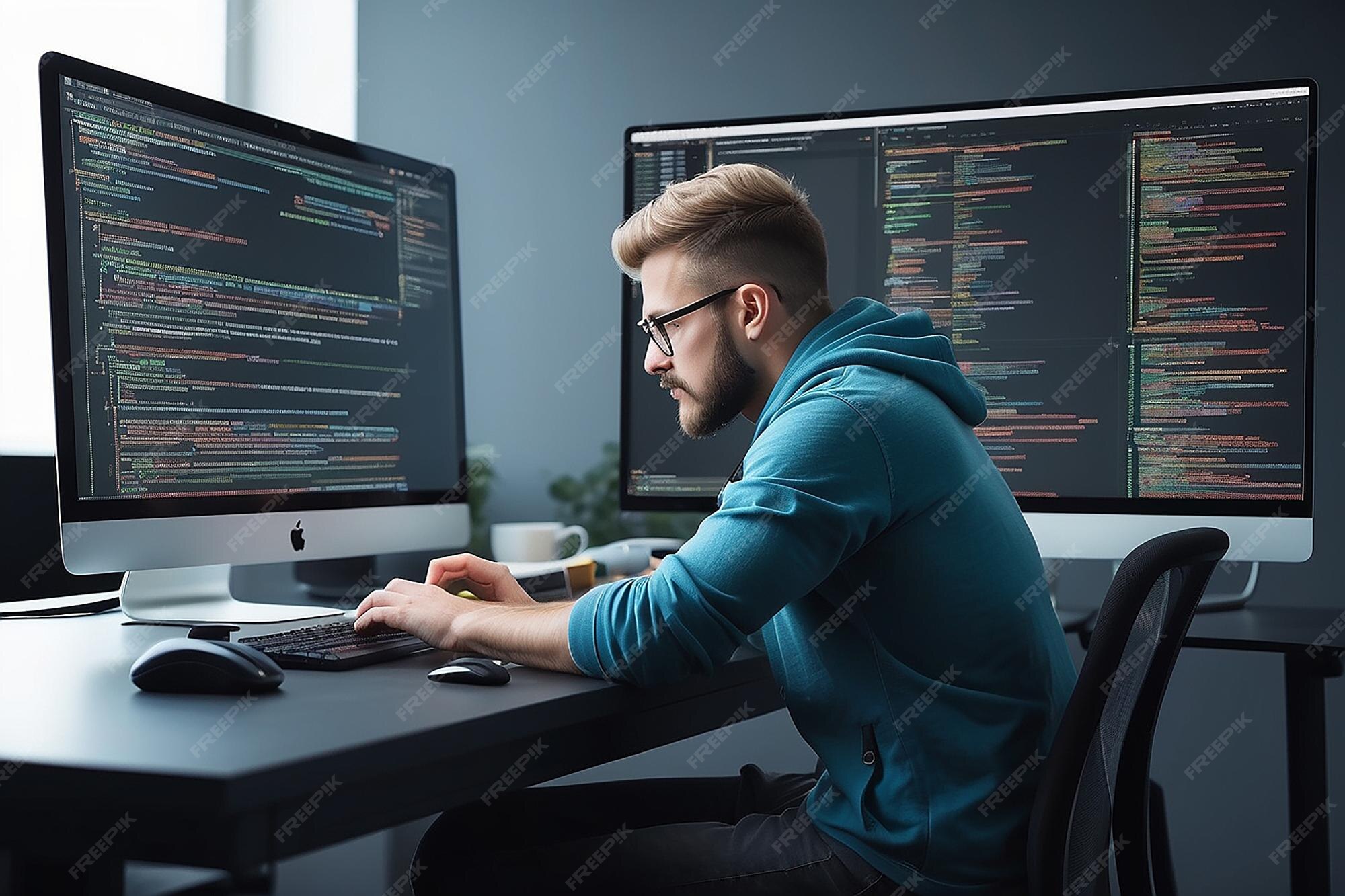 Premium Photo | Programmer engineering and coding Programmer working on code for web app ...