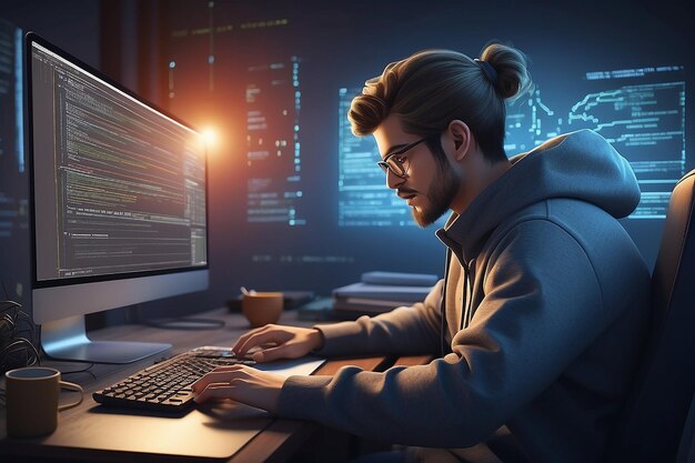 Premium Photo | Programmer engineering and coding Programmer working on code for web app ...