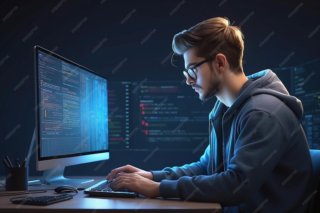 Premium Photo | Programmer engineering and coding Programmer working on ...