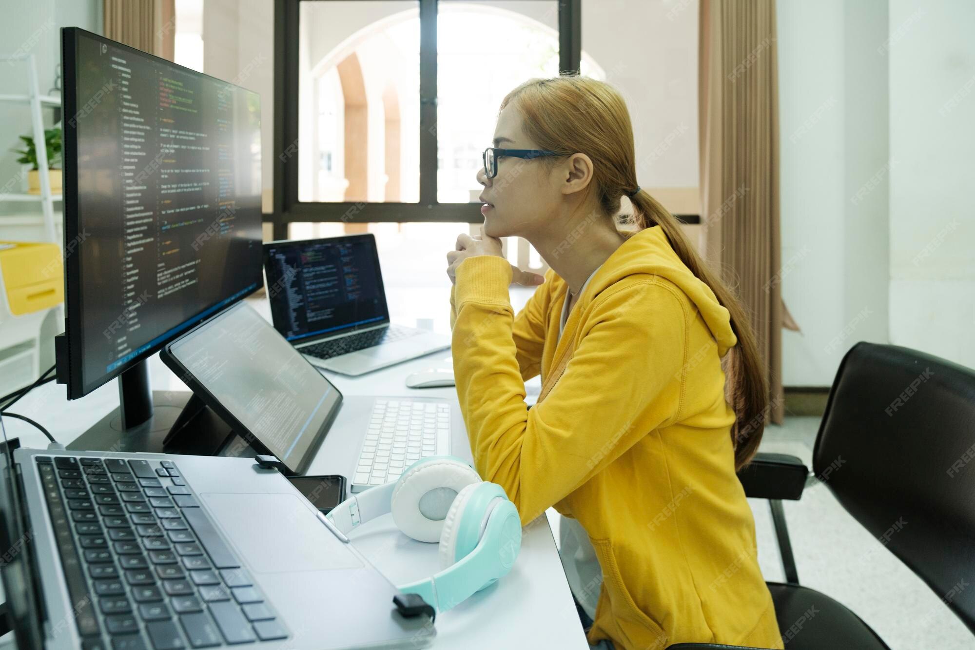 Premium Photo | Programmer is coding and programming software