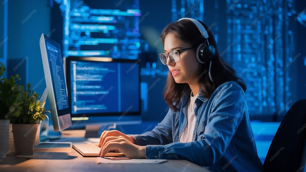 Premium Photo | Programmer is coding and programming software