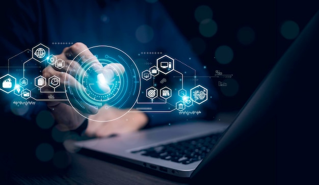 Premium Photo | Programmer people working laptops or smartphones with AI artificial intelligence ...