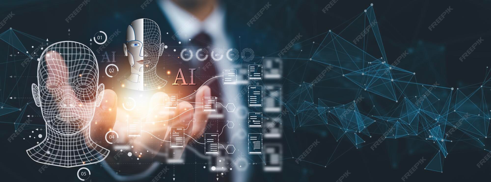 Premium Photo | Programmer people working and touch virtual screen ai ...