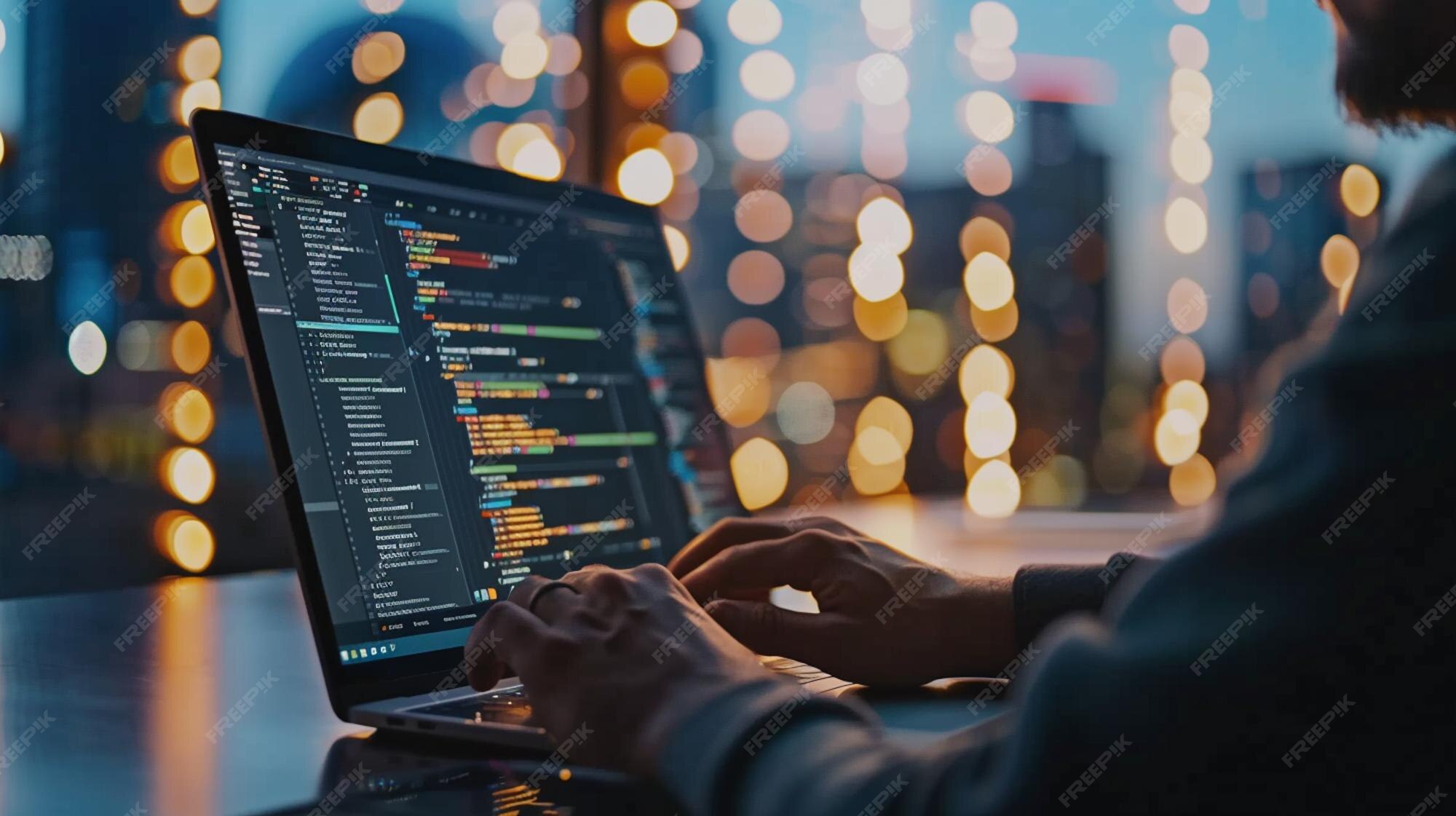 Programmer typing on laptop keyboard programming and coding concept | Premium AI-generated image