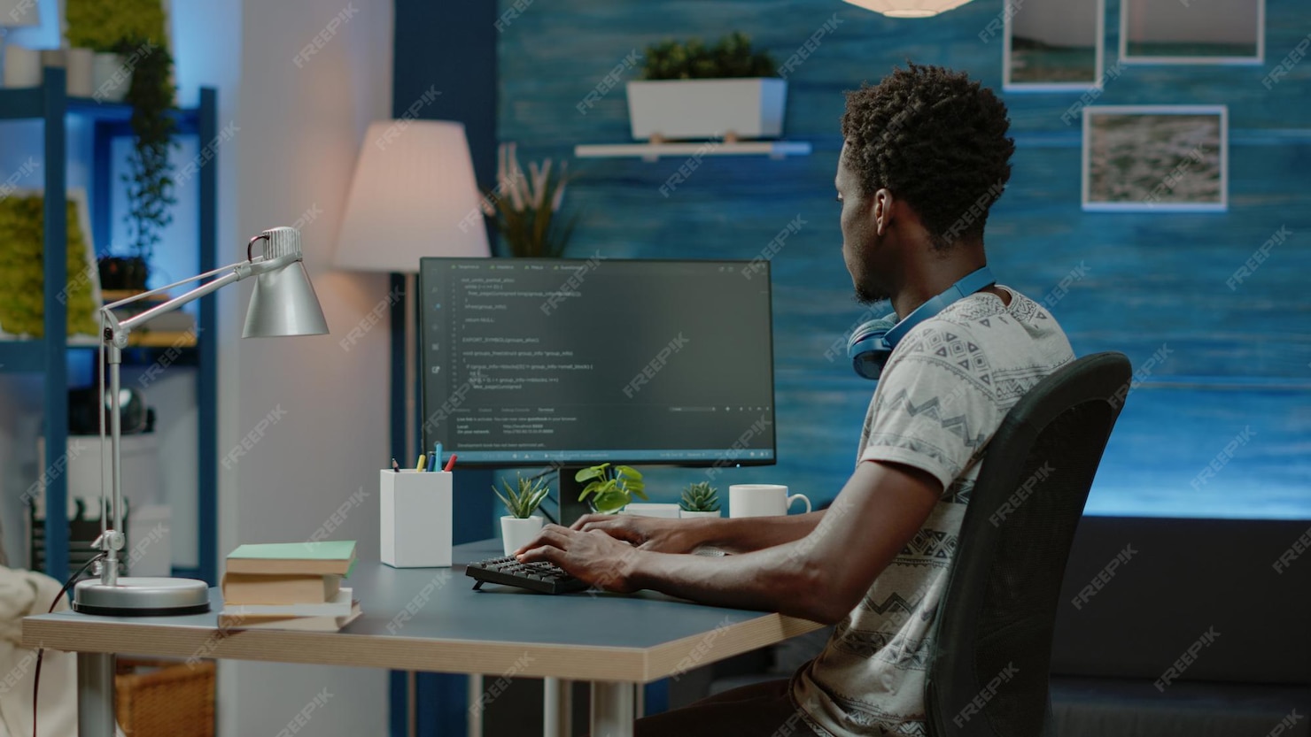 Premium Photo | Programmer using binary code for website interface development on computer ...