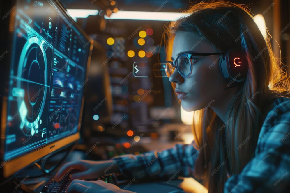 Premium Photo | Programmer Woman Coding On Computer Coder Girl