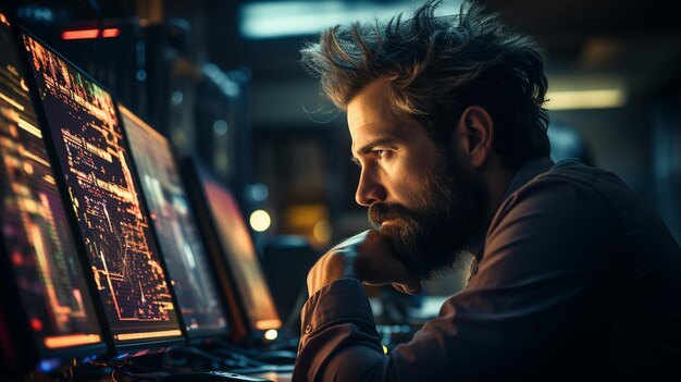 Premium AI Image | Programmer working in a computer in the office Premium AI Image | Programmer working in a computer in the office