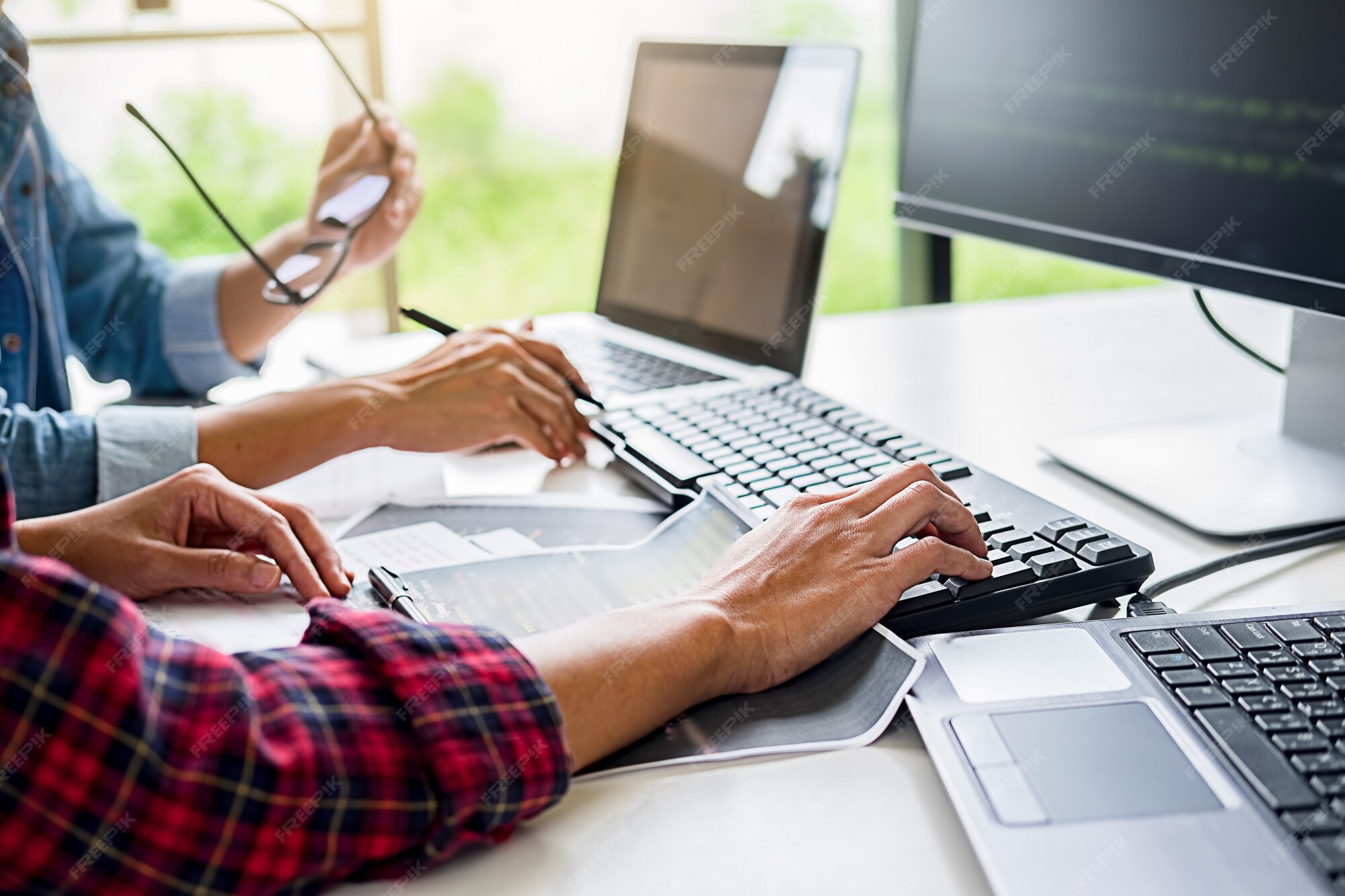 Premium Photo | Programmer working in a software development and coding ...
