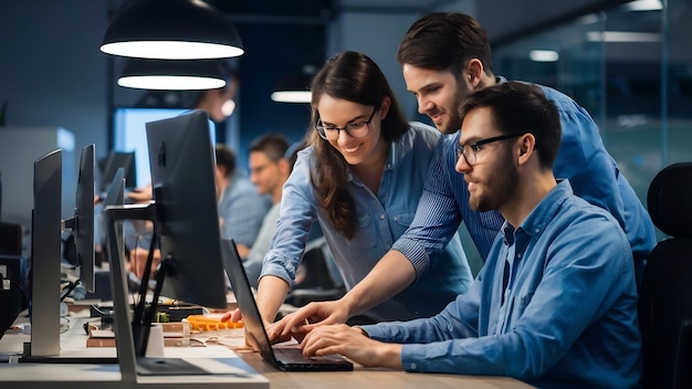 Premium Photo Programmers Cooperating At Developing Programming Working In A Software Develop
