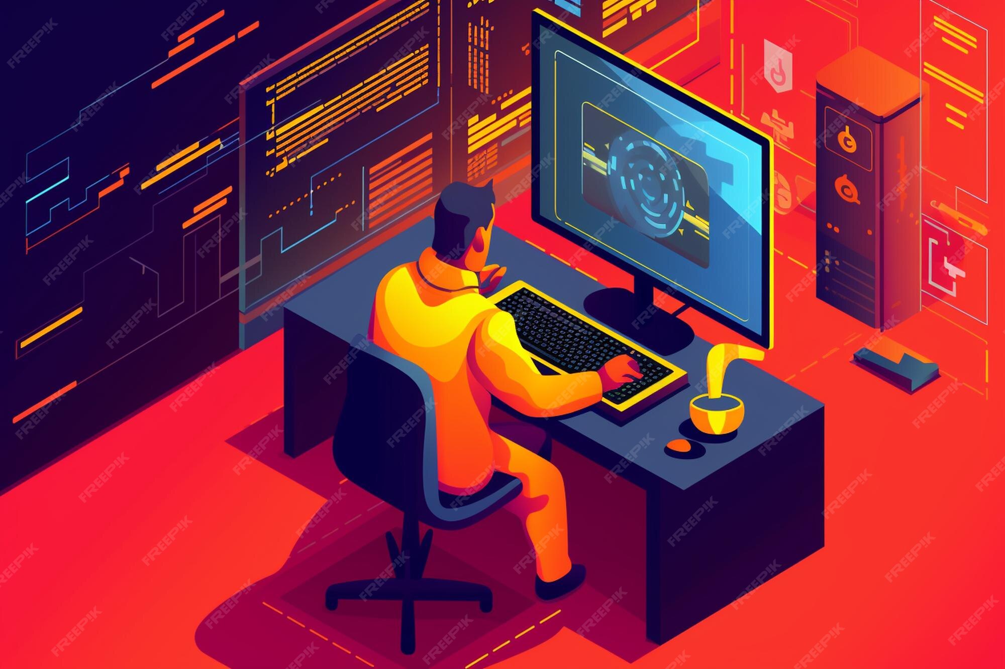 Programmers using javascript programming language on computer | Premium AI-generated image