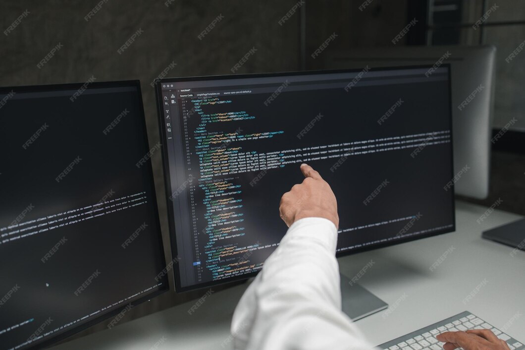 Premium Photo | Programmers write programs on the computer designing ...