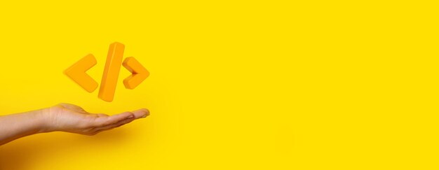 Premium Vector | Programming code icon. 3d low polygonal abstract ...