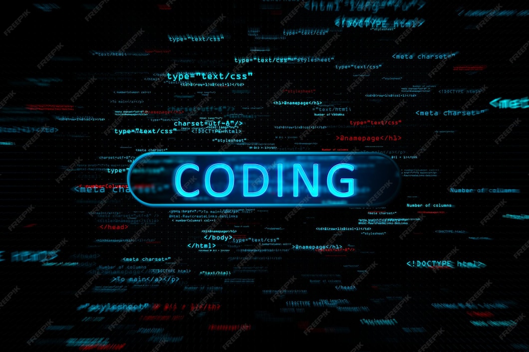 Premium Photo Programming Binary Code With Digital Coding Sign On