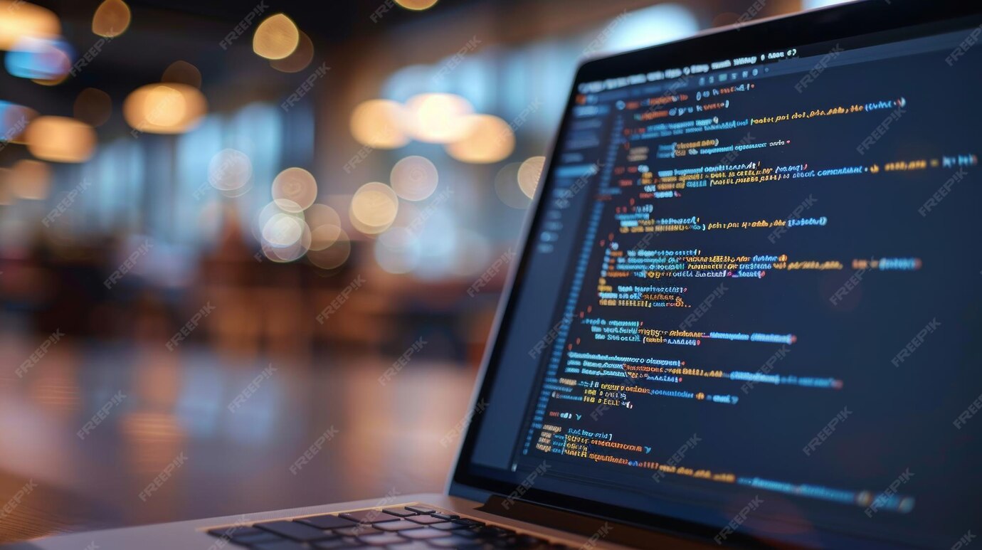 Programming code on laptop computer Programming and coding concept Blurred background | Premium ...