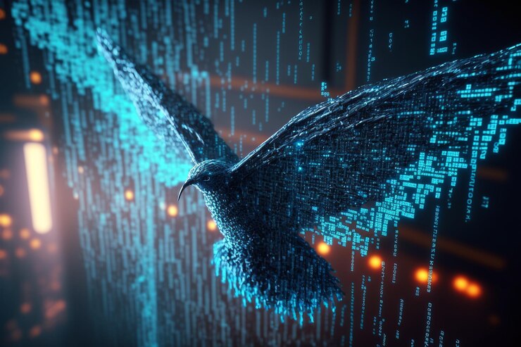 Premium Photo | The programming concept of the future a bird of ...