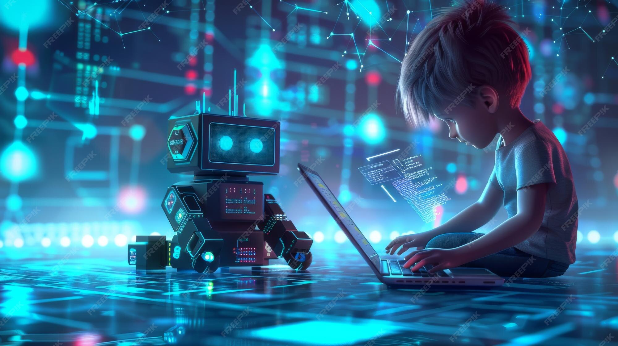 Premium Photo | Programming game AI robot in stem school which kids ...