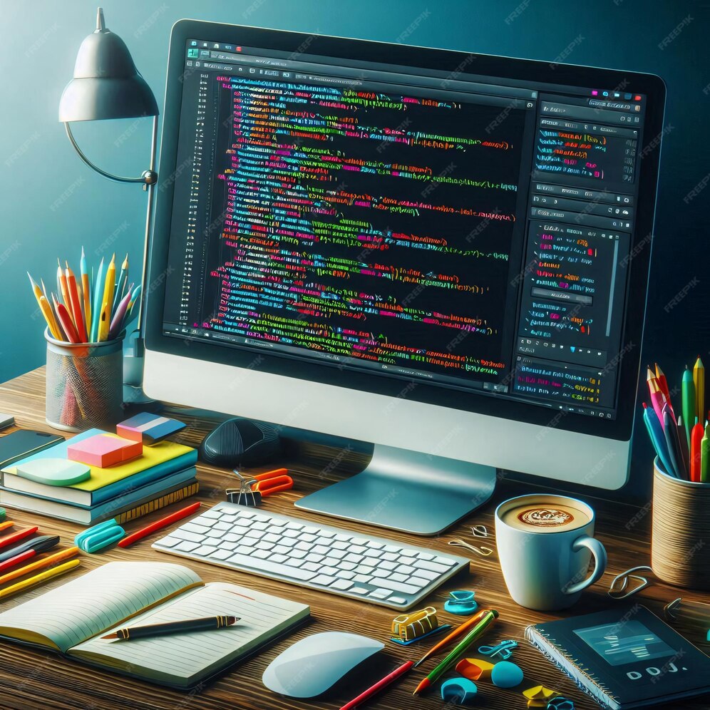 Programming with HTML PHP and javascript Backend source code on monitor | Premium AI-generated image